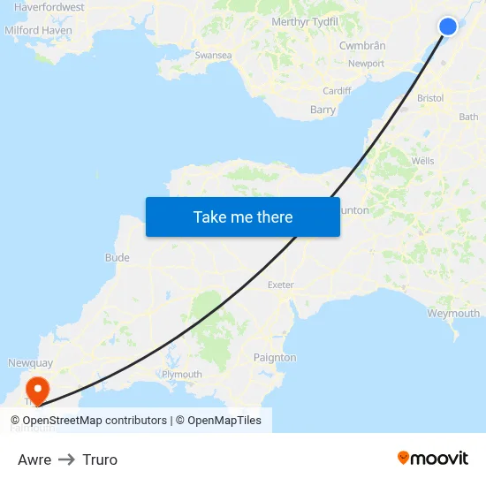 Awre to Truro with public transportation