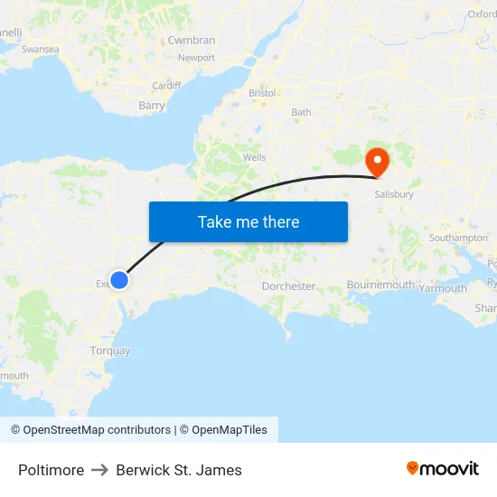 Poltimore to Berwick St. James with public transportation