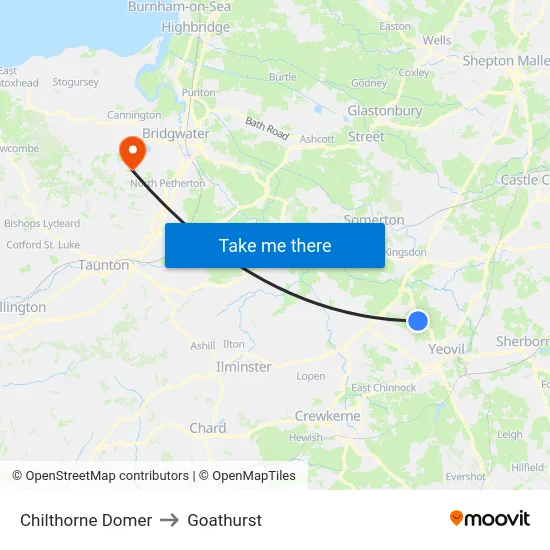 Chilthorne Domer to Goathurst with public transportation