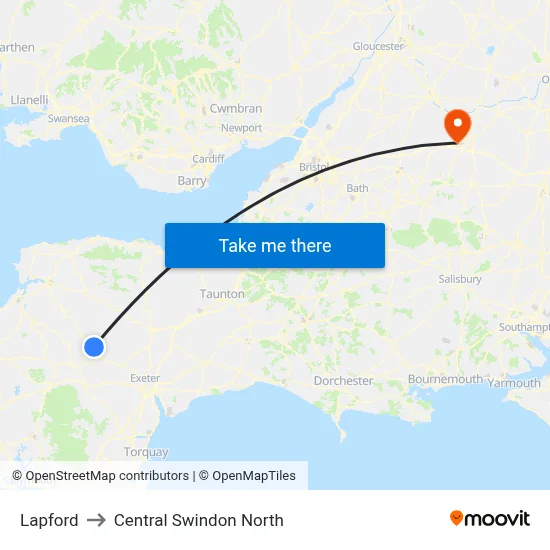 Lapford to Central Swindon North with public transportation