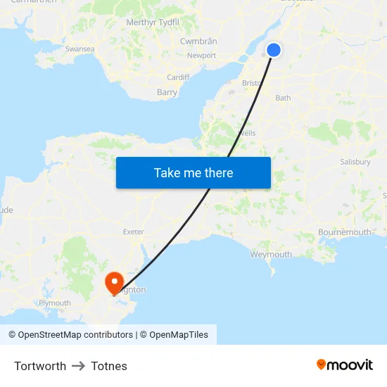 Tortworth to Totnes with public transportation