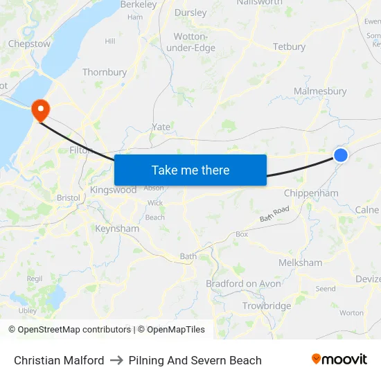 Christian Malford to Pilning And Severn Beach with public transportation