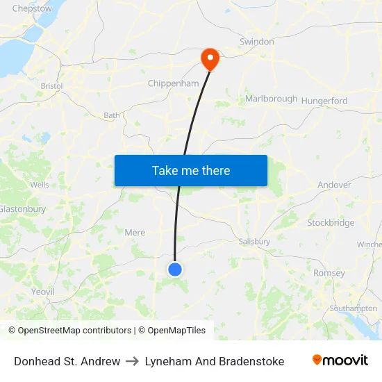 Donhead St. Andrew to Lyneham And Bradenstoke with public transportation
