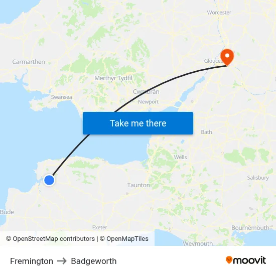 Fremington to Badgeworth with public transportation
