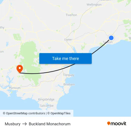 Musbury to Buckland Monachorum with public transportation