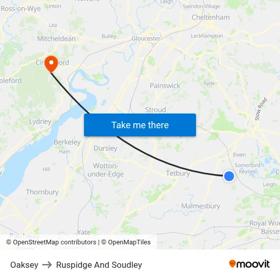 Oaksey to Ruspidge And Soudley with public transportation