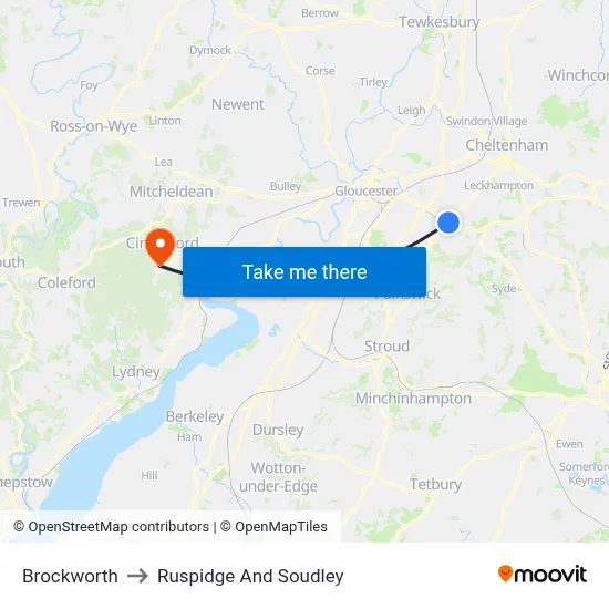Brockworth to Ruspidge And Soudley with public transportation