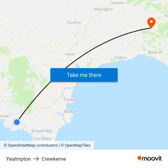 Yealmpton to Crewkerne with public transportation