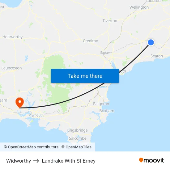 Widworthy to Landrake With St Erney with public transportation