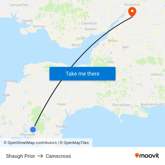 Shaugh Prior to Cainscross with public transportation