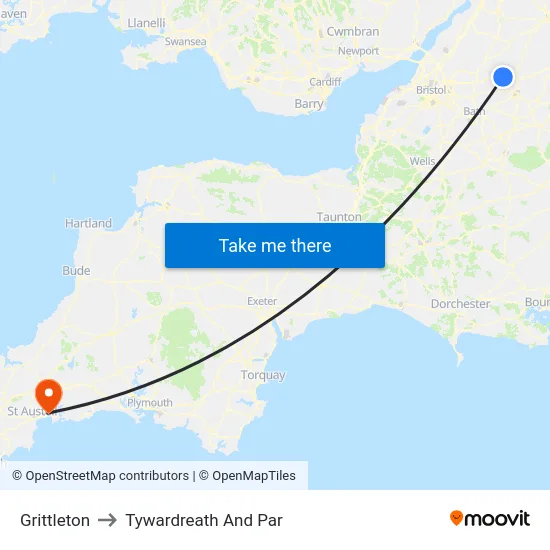 Grittleton to Tywardreath And Par with public transportation