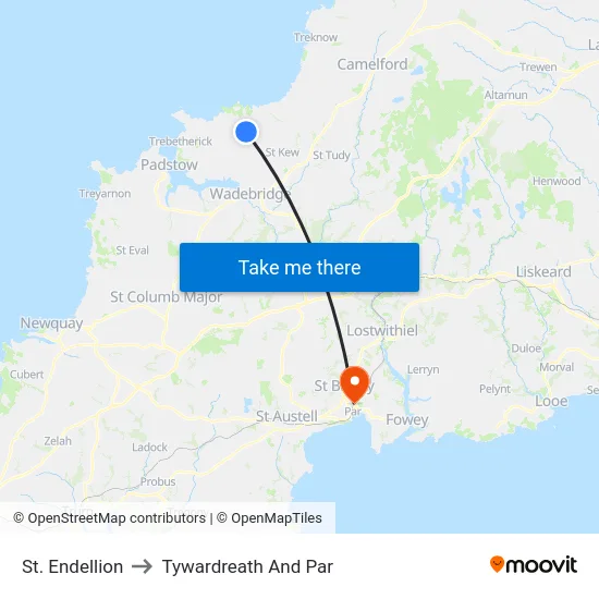 St. Endellion to Tywardreath And Par with public transportation