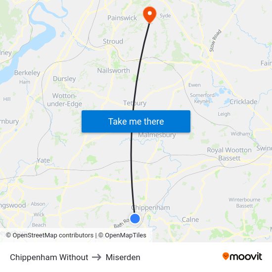 Chippenham Without to Miserden with public transportation