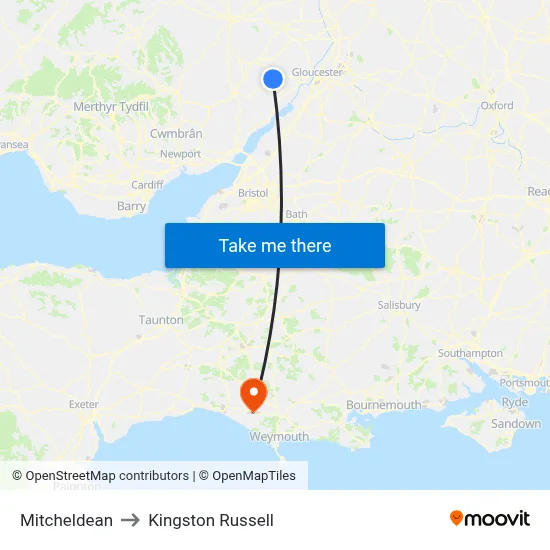 Mitcheldean to Kingston Russell with public transportation