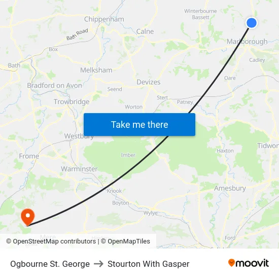 Ogbourne St. George to Stourton With Gasper with public transportation