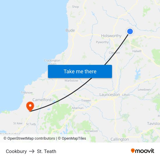 Cookbury to St. Teath with public transportation