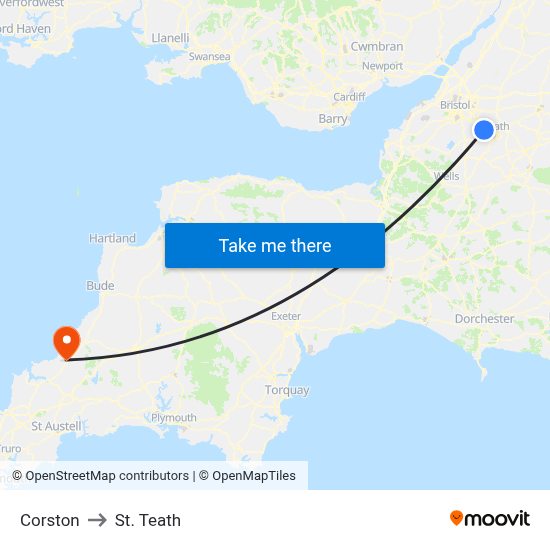 Corston to St. Teath with public transportation
