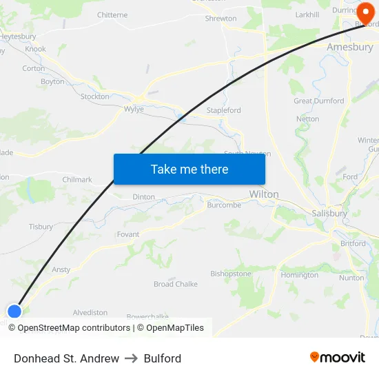 Donhead St. Andrew to Bulford with public transportation