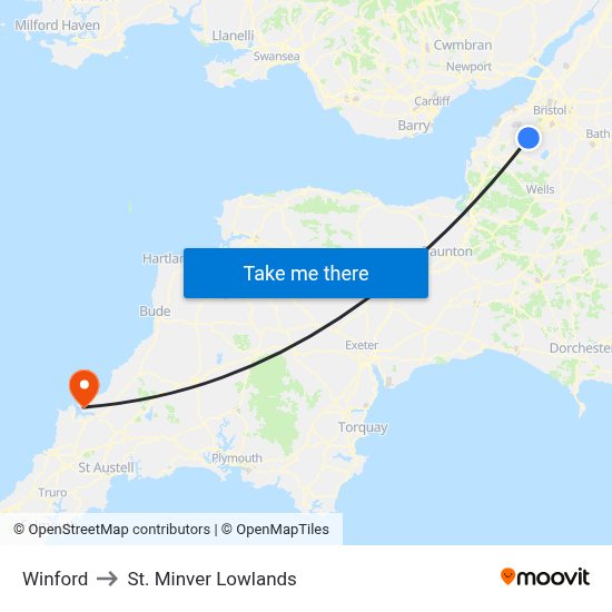 Winford to St. Minver Lowlands with public transportation