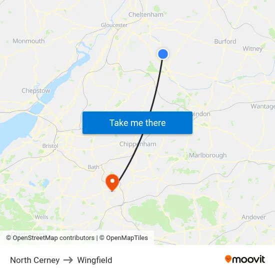 North Cerney to Wingfield with public transportation