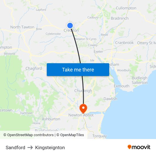 Sandford to Kingsteignton with public transportation