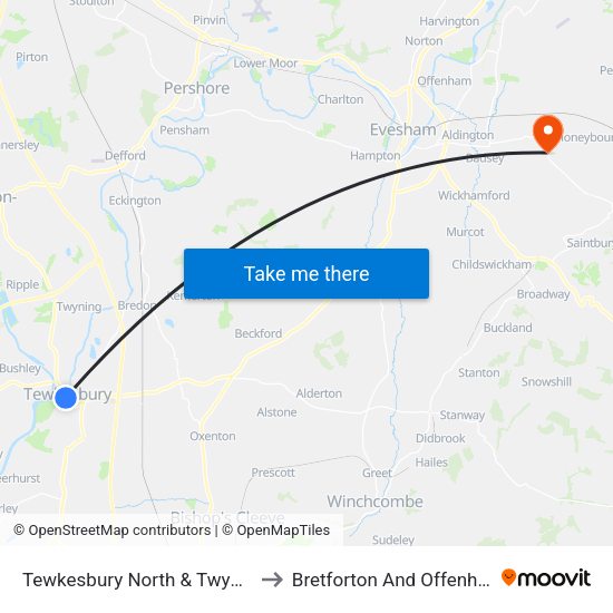 Tewkesbury North & Twyning to Bretforton And Offenham with public ...