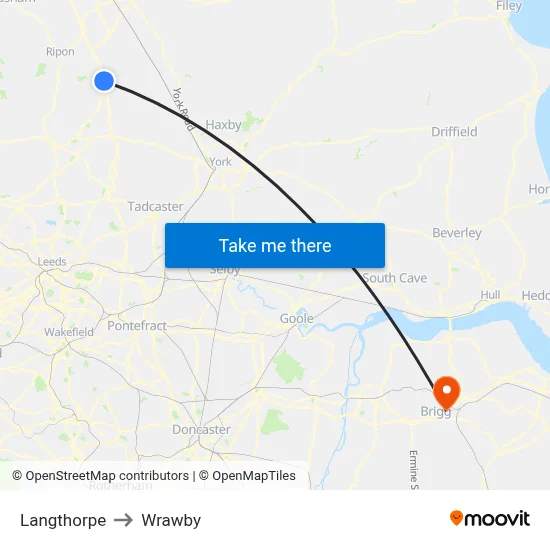 Langthorpe to Wrawby with public transportation