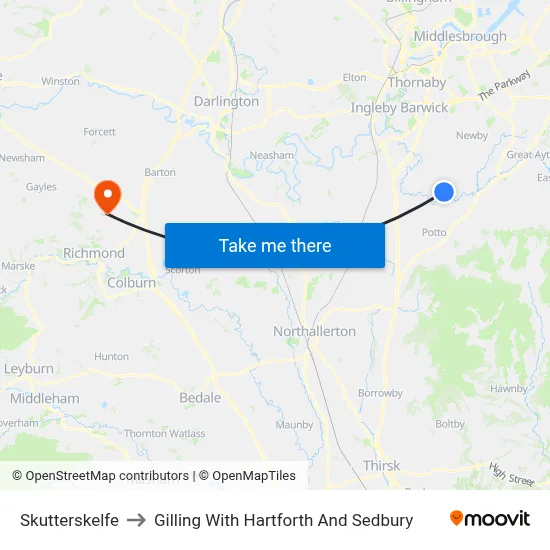 Skutterskelfe to Gilling With Hartforth And Sedbury with public ...