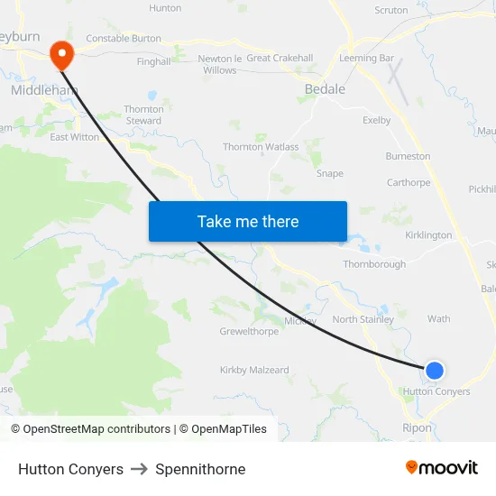 Hutton Conyers to Spennithorne with public transportation