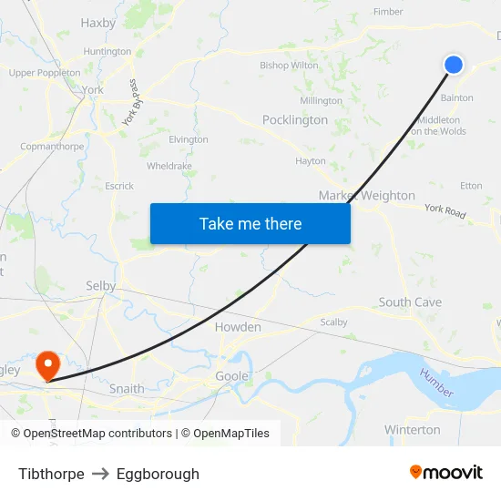 Tibthorpe to Eggborough with public transportation