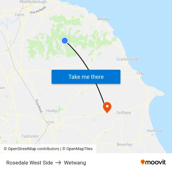 Rosedale West Side to Wetwang with public transportation