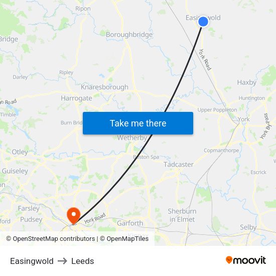 Easingwold to Leeds with public transportation