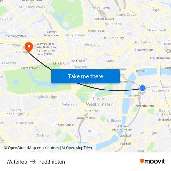 Waterloo to Paddington with public transportation