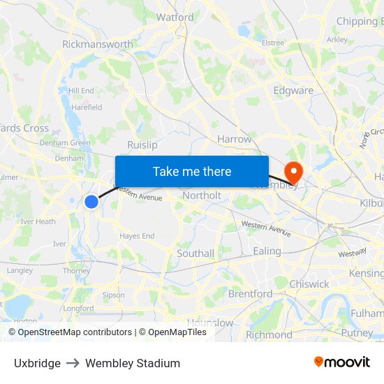 Uxbridge to Wembley Stadium with public transportation