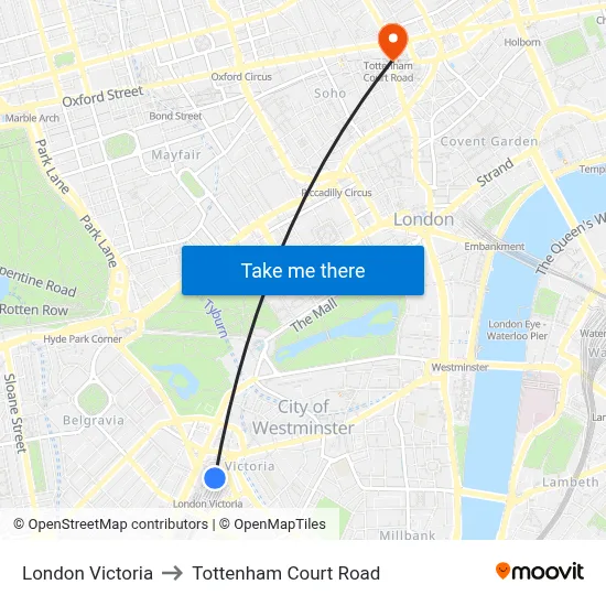 London Victoria to Tottenham Court Road with public transportation