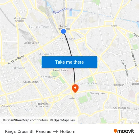 King's Cross St. Pancras to Holborn with public transportation