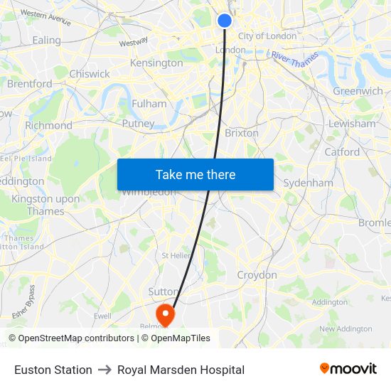 Euston Station to Royal Marsden Hospital with public transportation