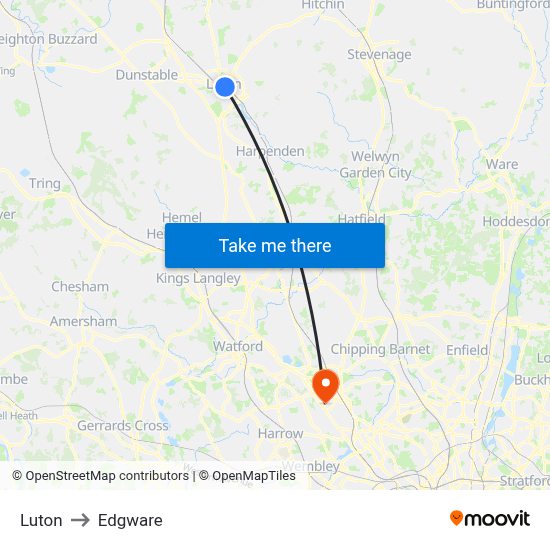 Luton to Edgware with public transportation