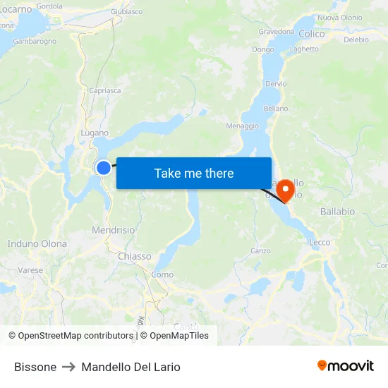 Bissone to Mandello Del Lario with public transportation