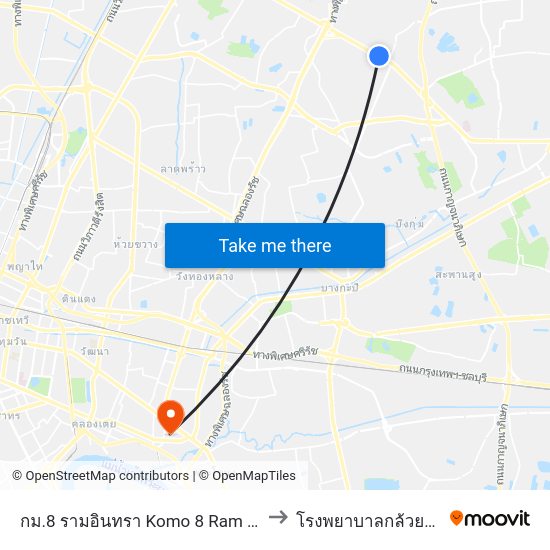 กม.8 รามอินทรา Komo 8 Ram In Thra to โรงพยาบาลกล้วยน้ำไท with public ...