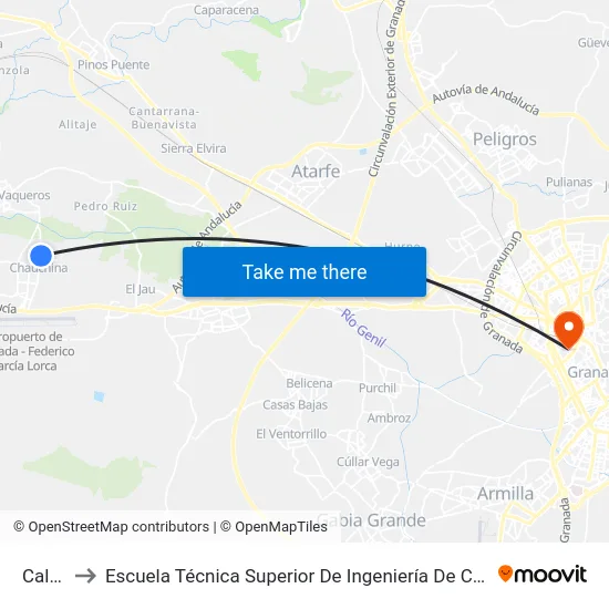 Calvario to Escuela Técnica Superior De Ingeniería De Caminos, Canales ...