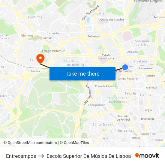 Entrecampos para Escola Superior De Música De Lisboa através de ...