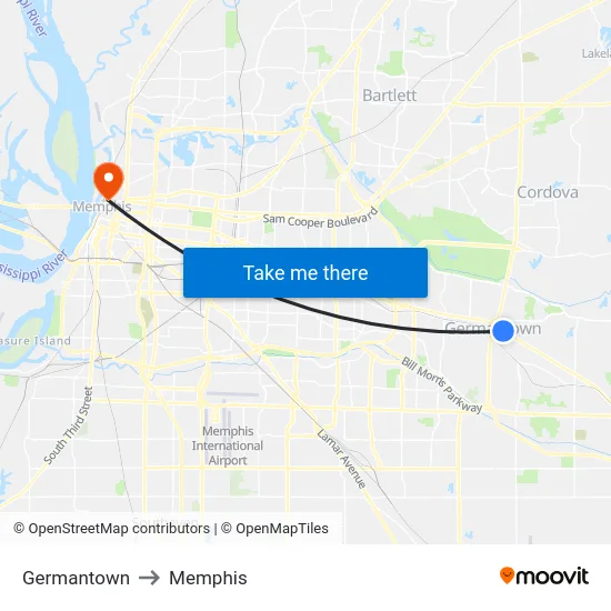 Germantown to Memphis with public transportation