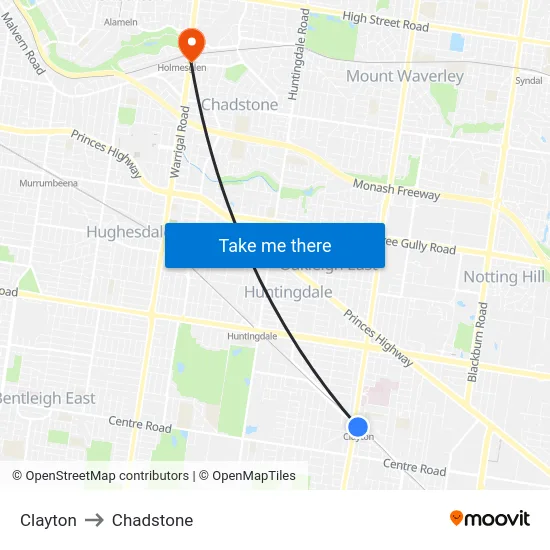 Clayton to Chadstone with public transportation