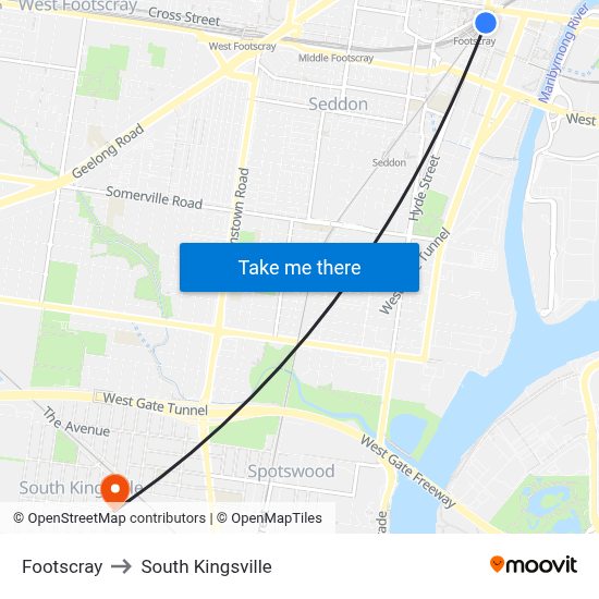 Footscray to South Kingsville with public transportation