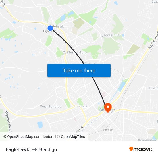 Eaglehawk to Bendigo with public transportation