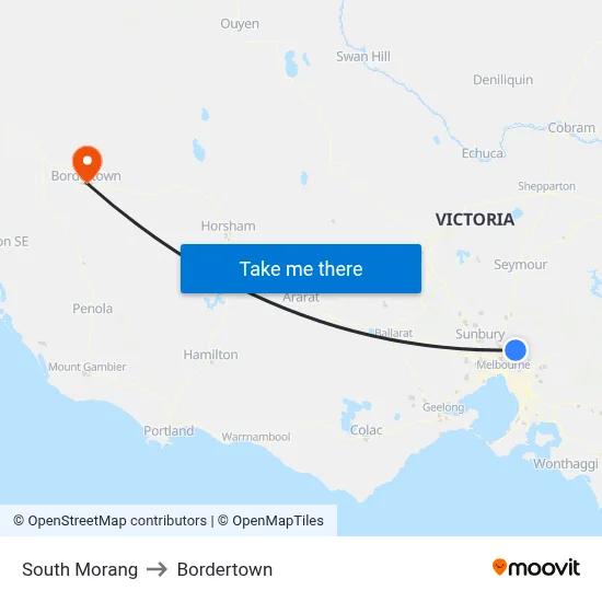South Morang to Bordertown with public transportation