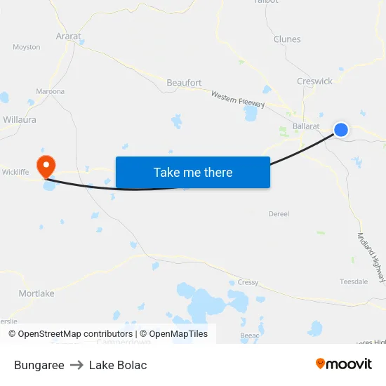 Bungaree to Lake Bolac with public transportation