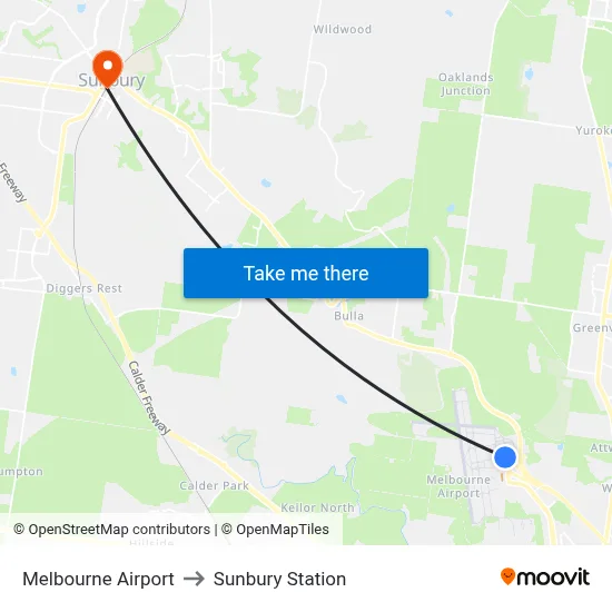 Melbourne Airport to Sunbury Station with public transportation