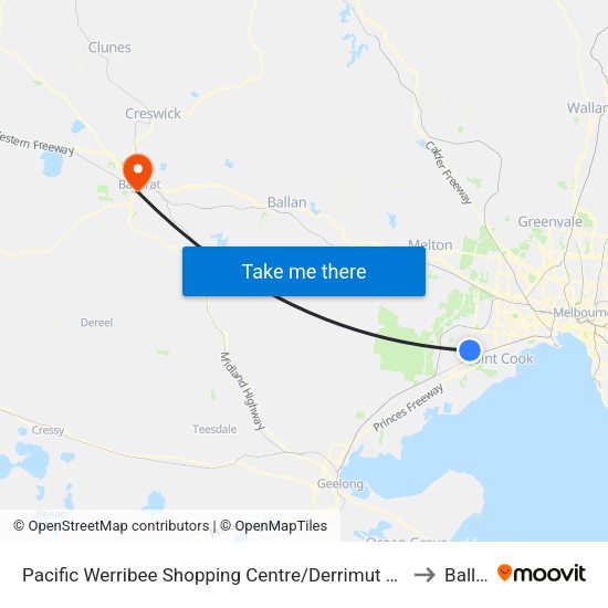 Werribee Plaza/Derrimut Rd (Hoppers Crossing) to Ballarat with public ...